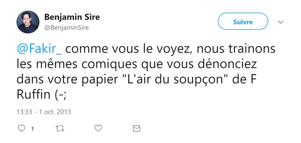 Benjamin Sire drague Fakir ruffin sur ere du soupcon – Lignes de crêtes